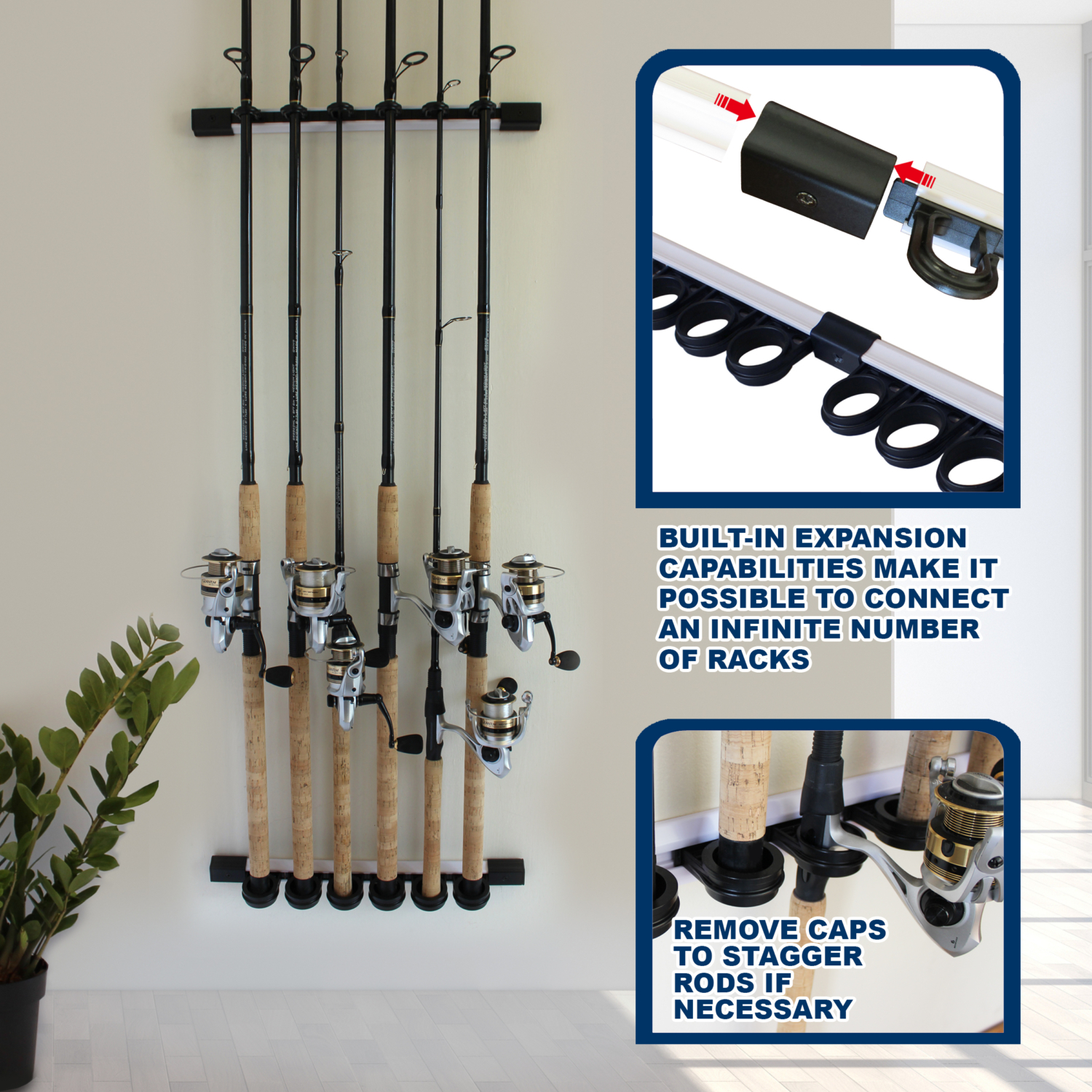 Rush Creek Creations 6-Rod Wall or Ceiling Fishing Rod Storage Rack ...