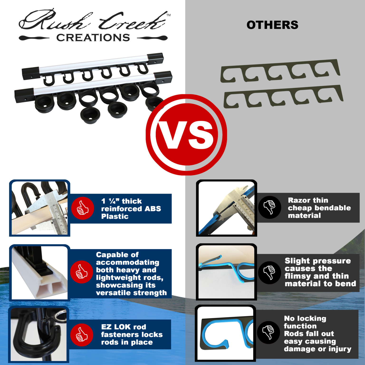 Rush Creek Creations 6-Rod Wall or Ceiling Fishing Rod Storage Rack ...