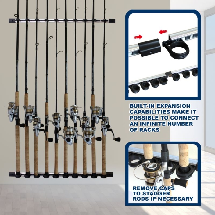 Rush Creek Creations 10-Rod Wall or Ceiling Fishing Rod Storage Rack ...