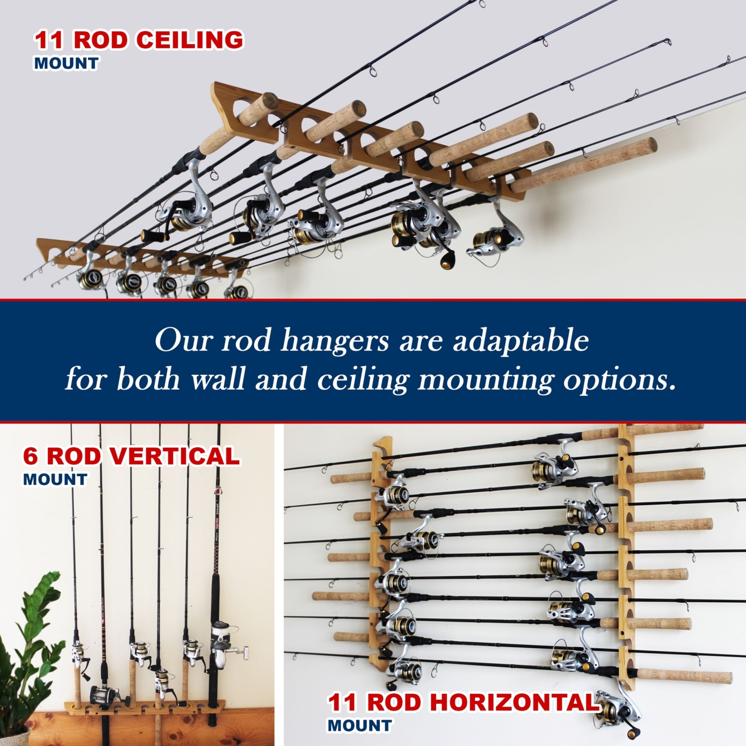 Rush Creek Creations 11-Rod Wall or Ceiling Fishing Rod Storage Rack ...