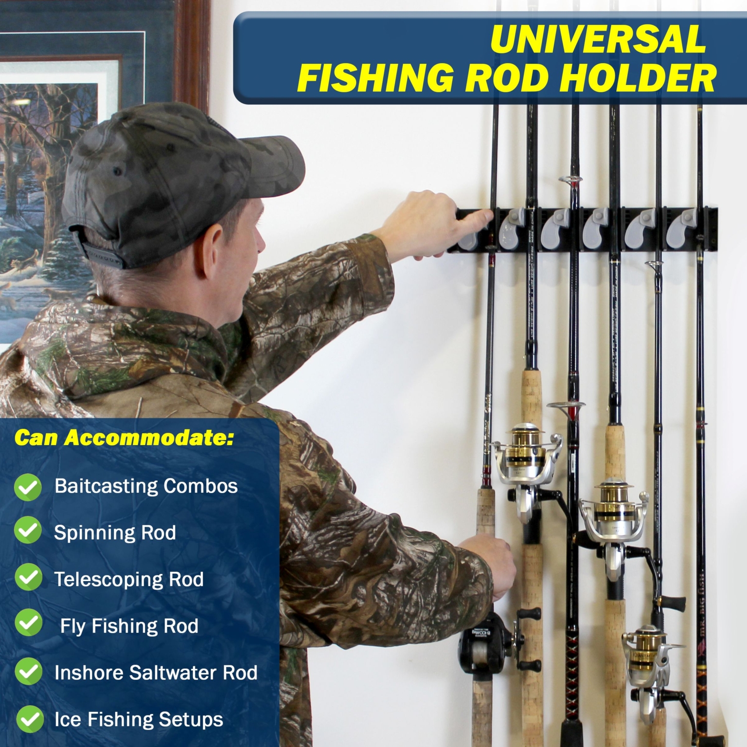 Wall-Mounted Fishing Rod Holder – Space-Saving Vertical Rod Rack for ...