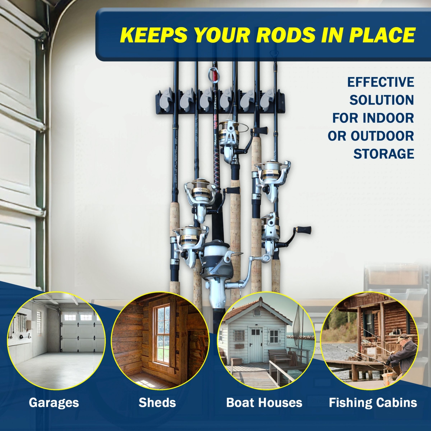 Wall-Mounted Fishing Rod Holder – Space-Saving Vertical Rod Rack for ...