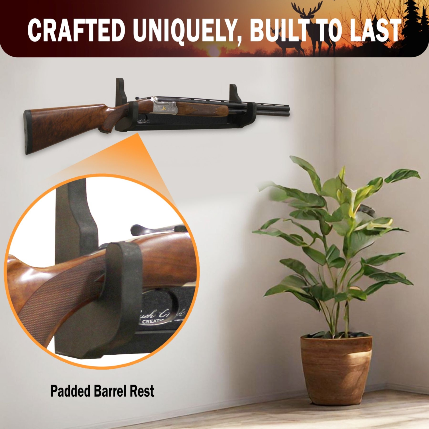 1-Rifle/Shotgun Wall Storage Display Rack Black - Rush Creek Creations